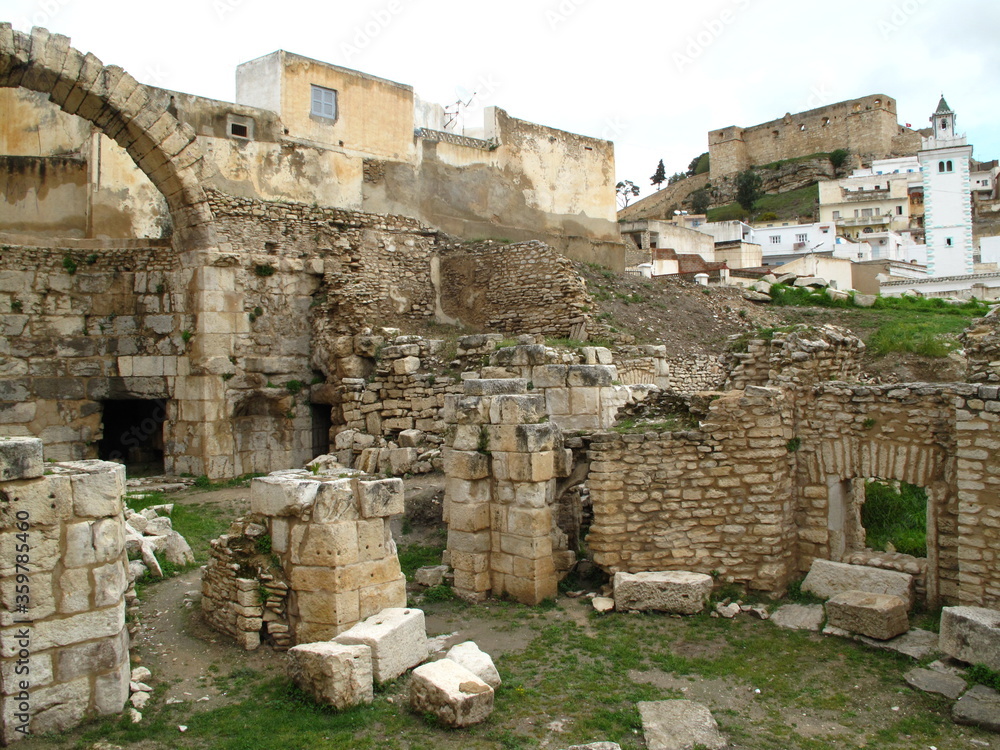 LE KEF, TOWN IN TUNISIA. ANCIENT ROMAN AND EARLY CHRISTIAN RUINS. Stock ...