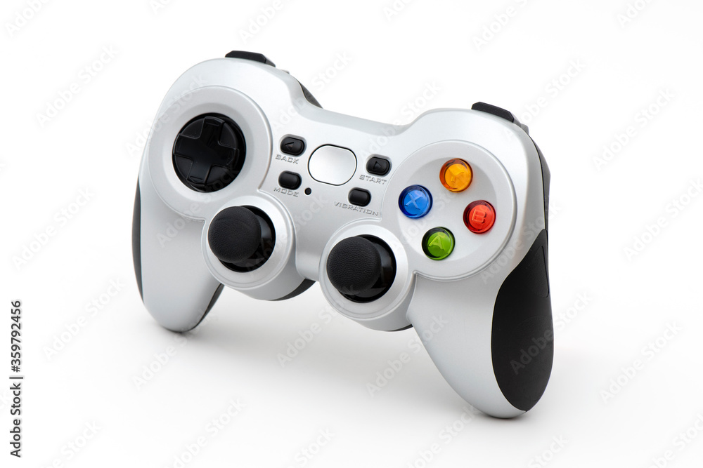 PC wireless game controller (gamepad) on the white background. Stock ...