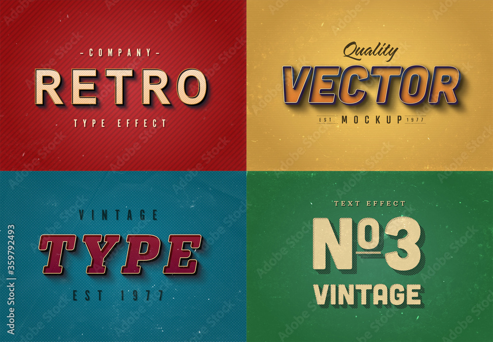 Retro and Vintage Text Effects Set Stock Template | Adobe Stock