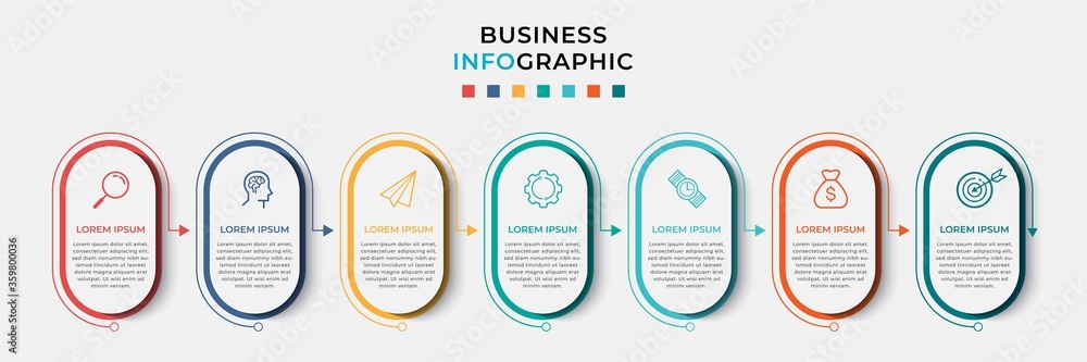 Business Infographic design template Vector with icons and 7 seven ...