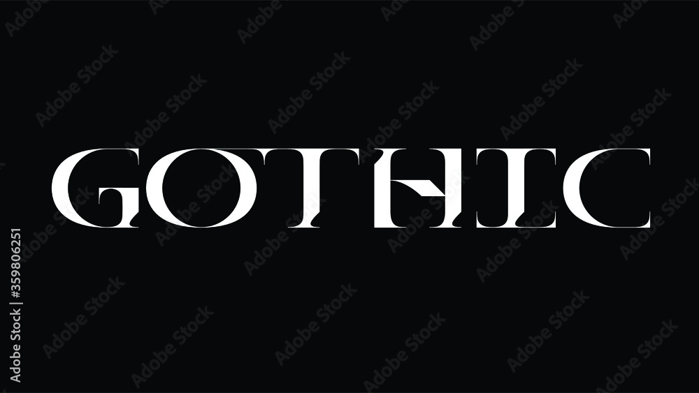 Custom Serif Typeface Logo of Gothic in white font with elegant details ...