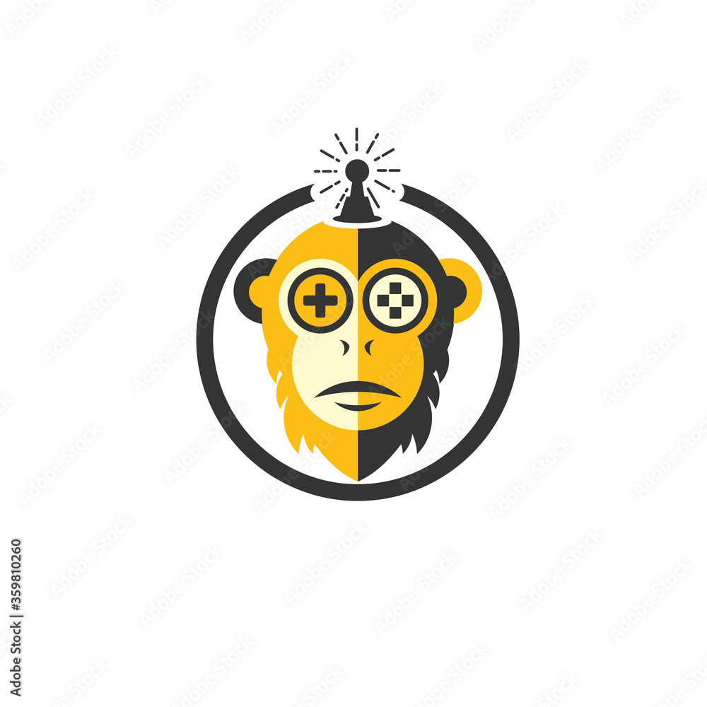 Monkey face mascot gaming logo design vector with modern illustration ...