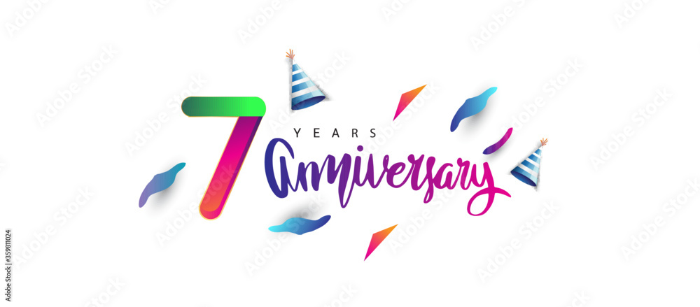 7th anniversary celebration logotype and anniversary calligraphy text ...