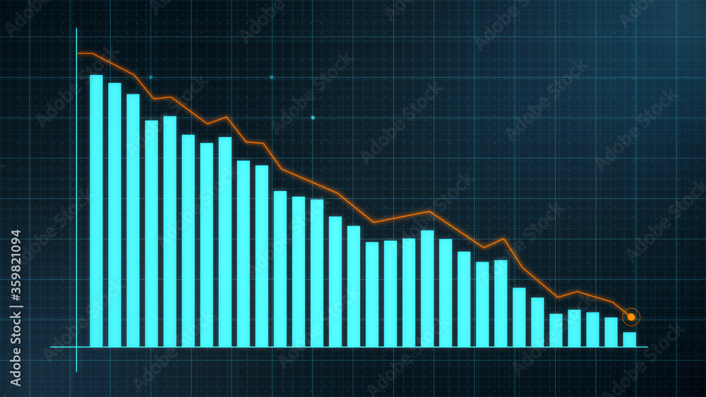 Bar chart plummeting / fall / drop / decreasing over time. Business ...