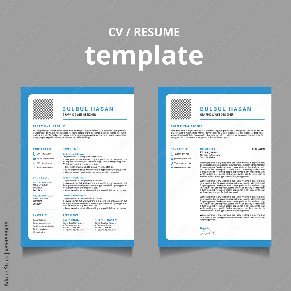 Resume template. Cv professional resume letterhead, cover letter ...