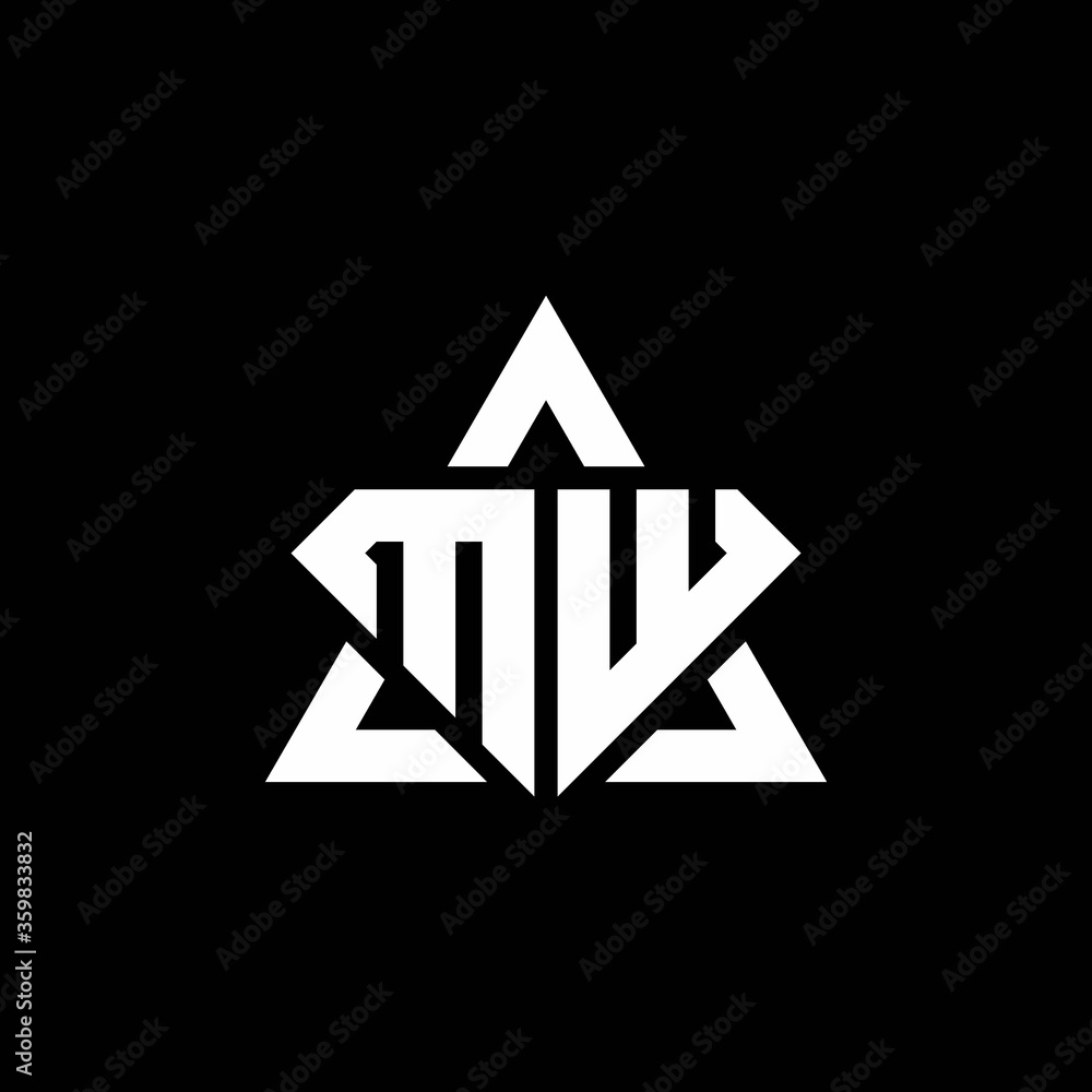 MW monogram logo with diamond shape and triangle outline Stock Vector ...
