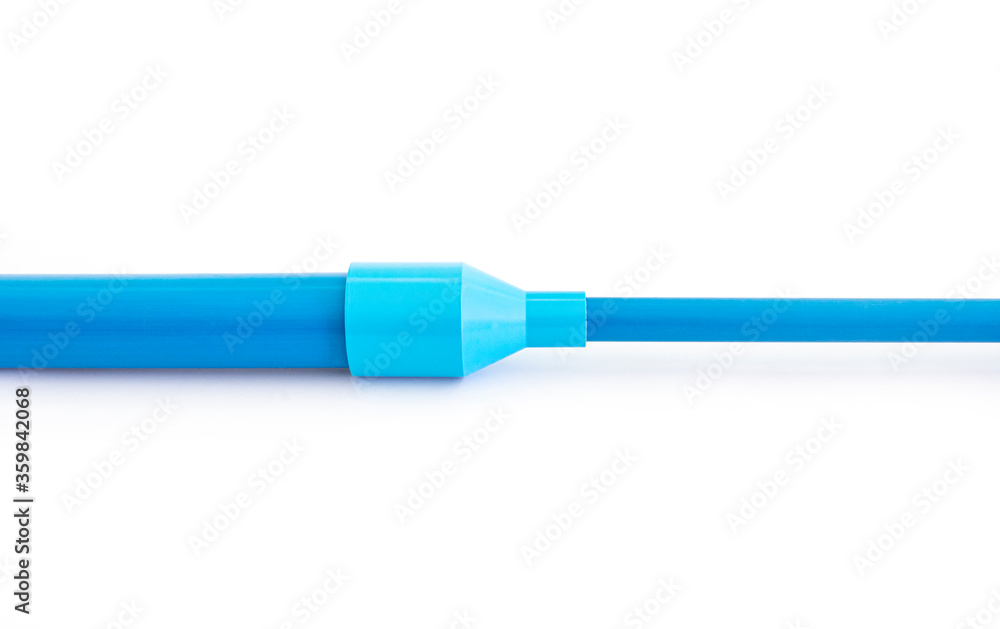 Blue PVC pipe set, separate on a white background, blue plastic water ...