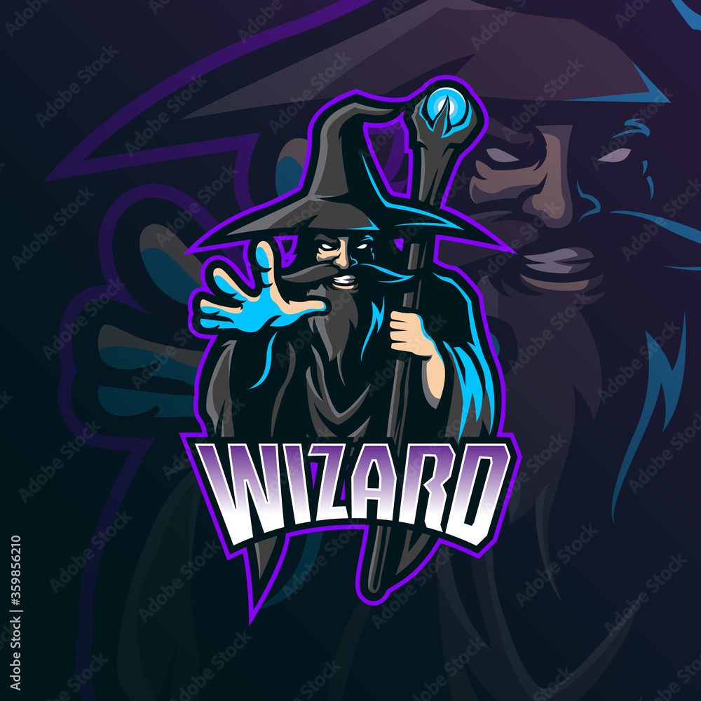 wizard mascot logo design vector with modern illustration concept style ...