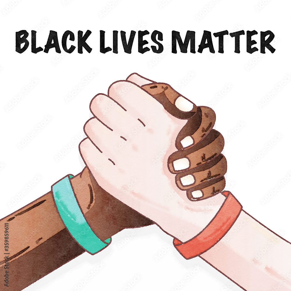 BLACK LIVES MATTER BLM Hand drawn watercolor art isolated content ...