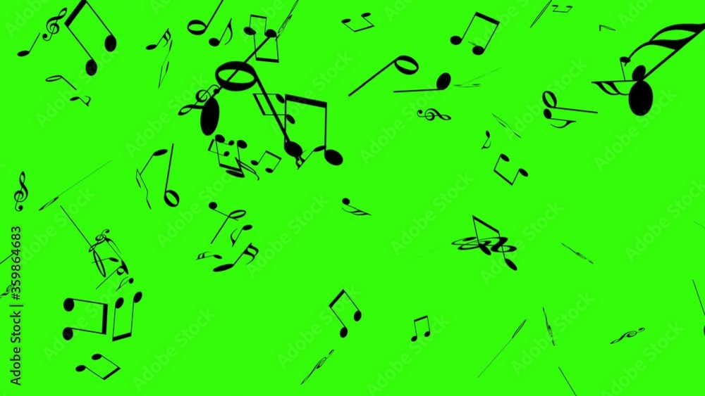 Rain of black music notes falling down on the green screen Stock Video ...