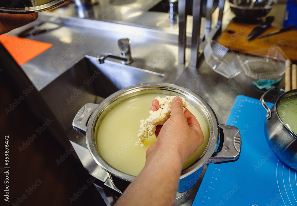 The home-made cheese maker produces handmade mozzarella with fresh ...