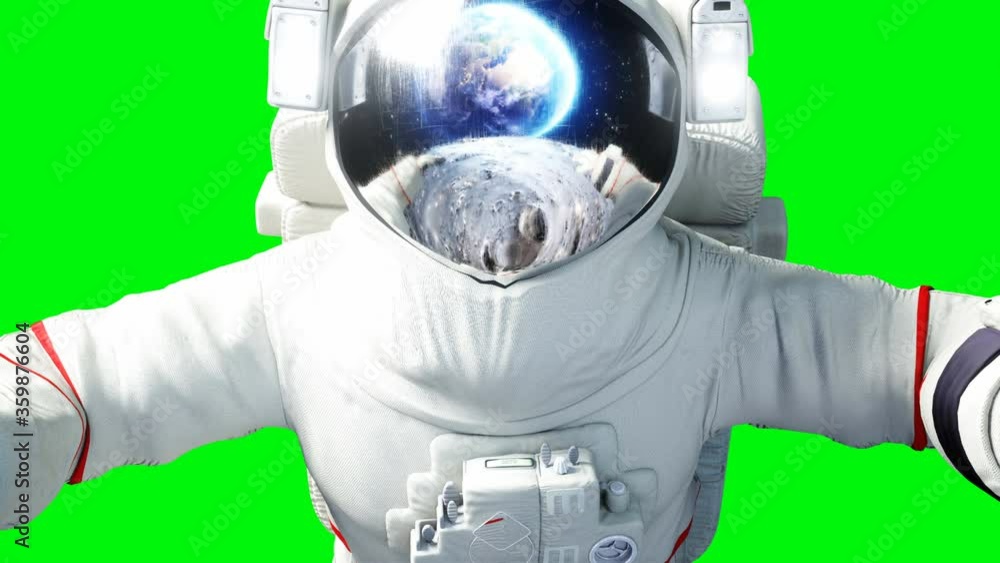 Astronaut levitation in space. Green screen. Realistic 4k animation ...