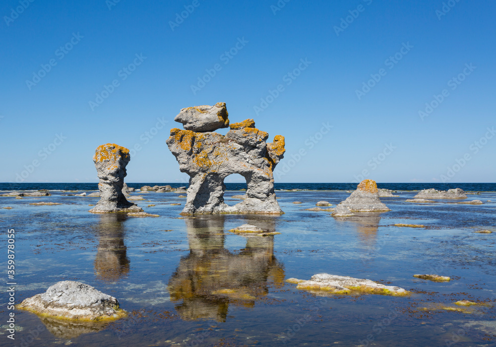 One of the most famous sea stacks on Faro, Gotland in the Baltic sea ...