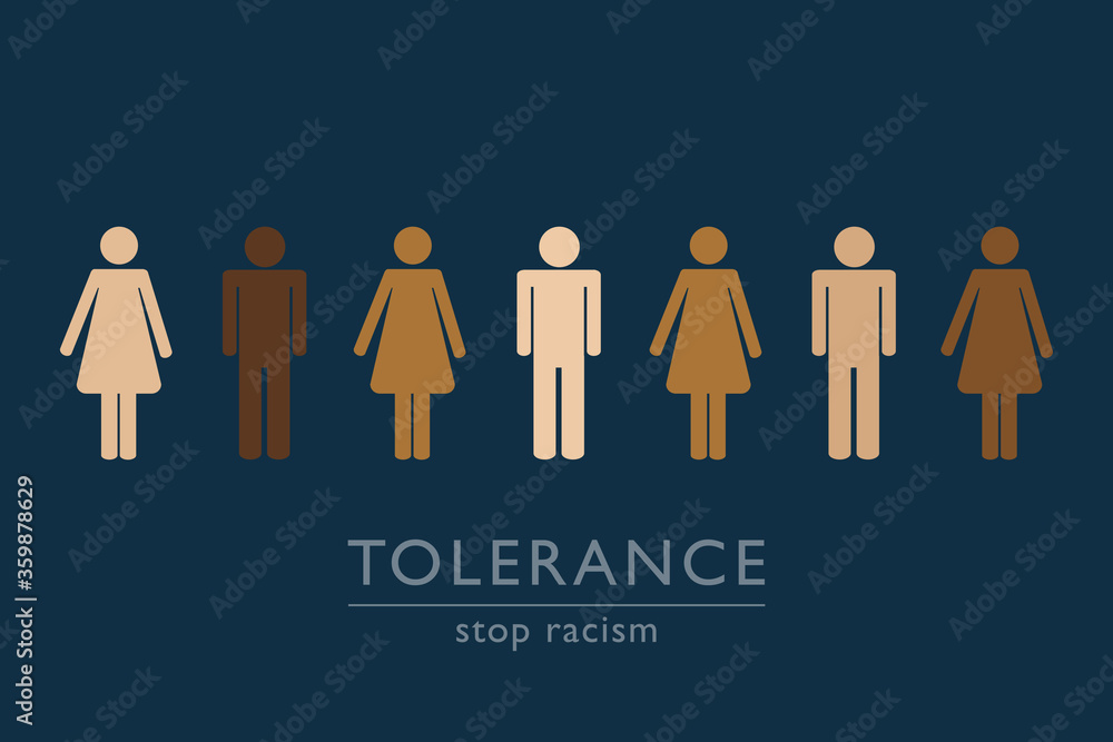 stop racism tolerance concept persons with different skin colors vector ...
