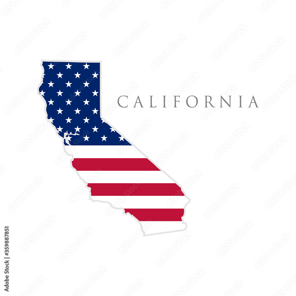 Shape of California state map with American flag. vector illustration ...