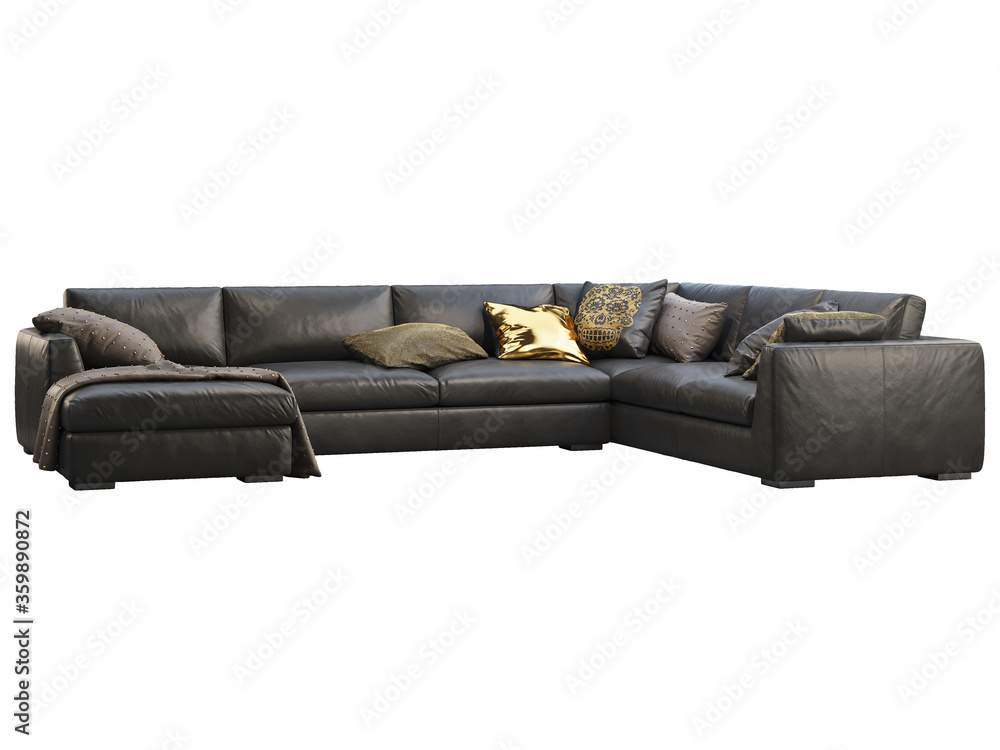 Chalet modular coner leather sofa with chaise lounge. Leather upholstery corner sofa with ...