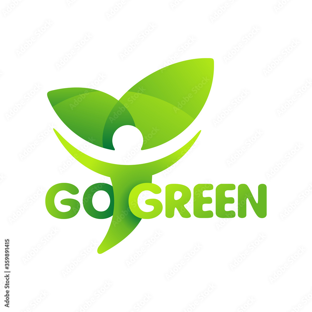 Go Green logo emblem with green human silhouette - eco-friendly ...