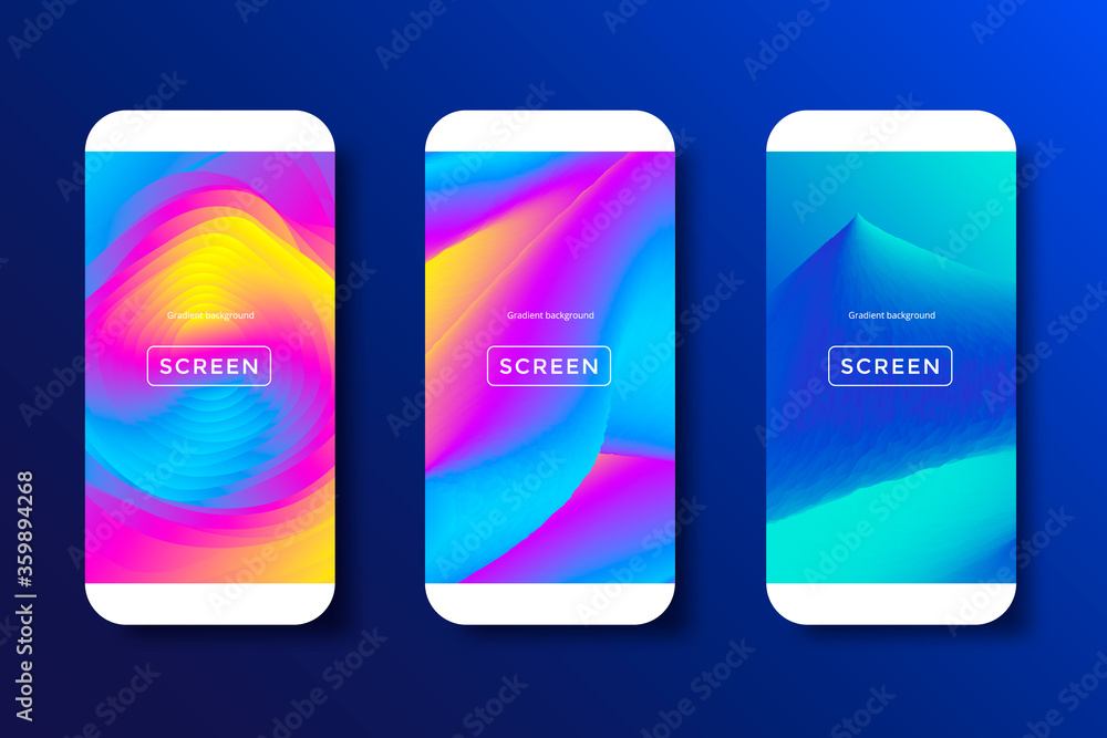 Screens vibrant gradient set background for smartphones and mobile ...