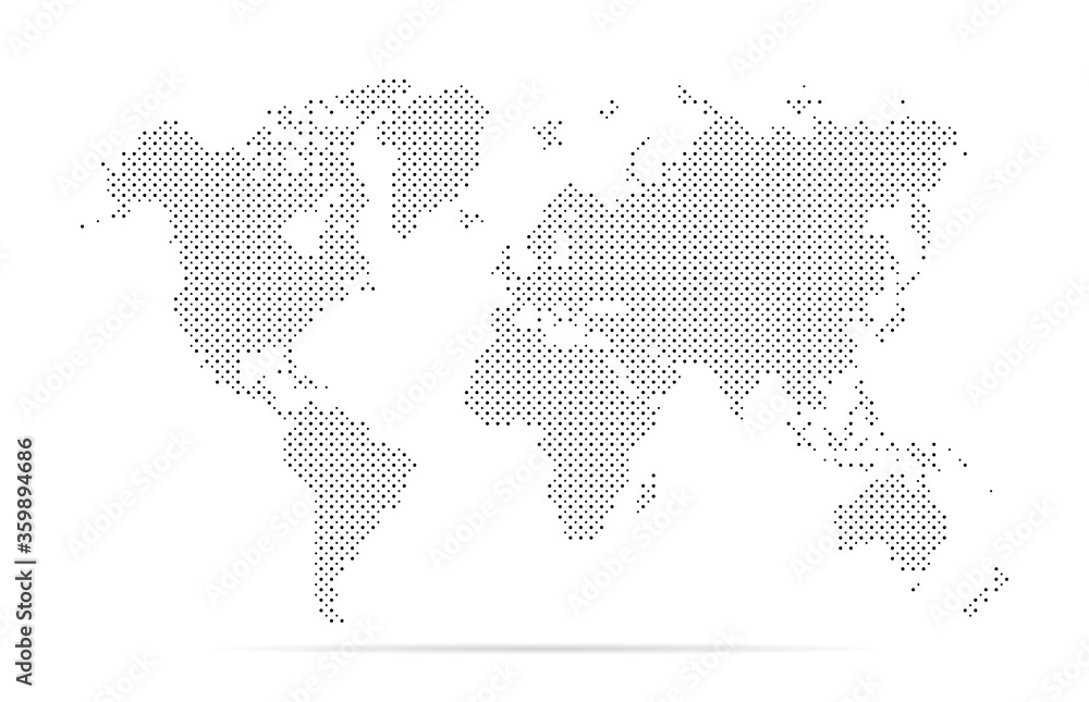 Dotted map world. Simple digital dot. Worldmap global point. Earth ...