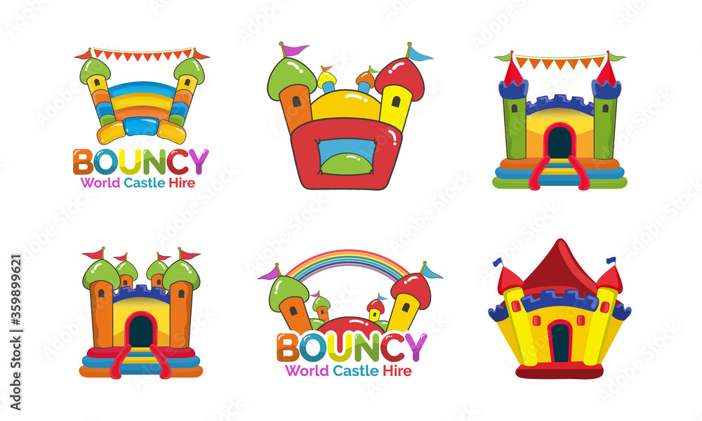Bouncy Castle Hire logo design bundle Stock Vector | Adobe Stock