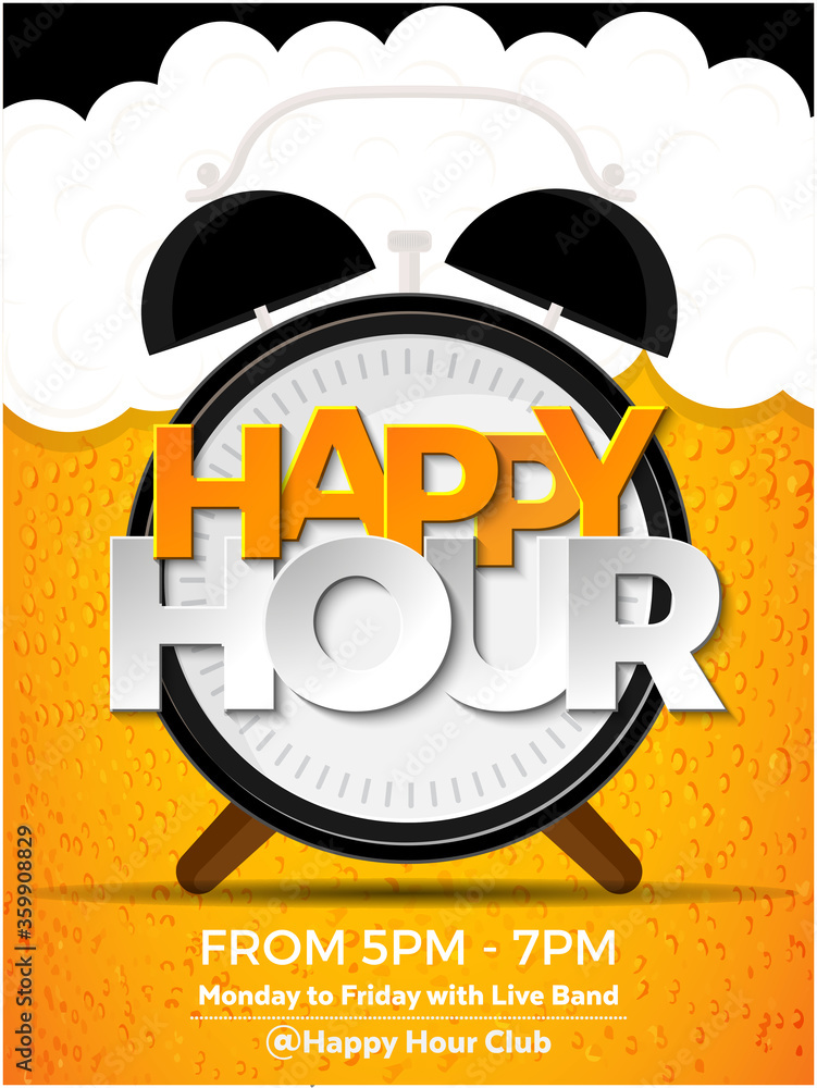 Happy Hour Vector Illustration Background for Poster, Banner, Flyer ...
