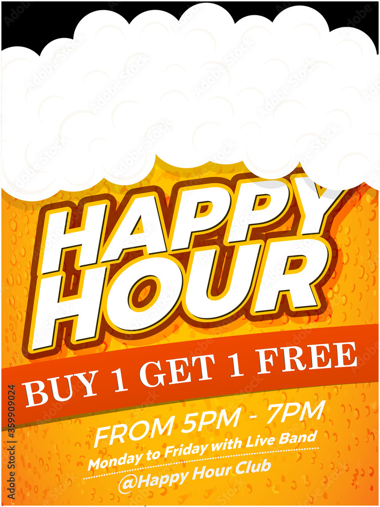 Happy Hour Vector Illustration Background for Poster, Banner, Flyer ...
