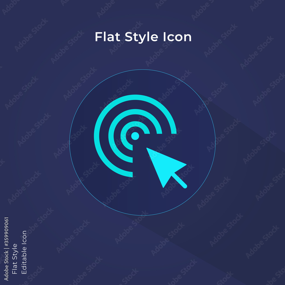 Mouse click flat icon, clicking cursor icon, click arrow icon for ...