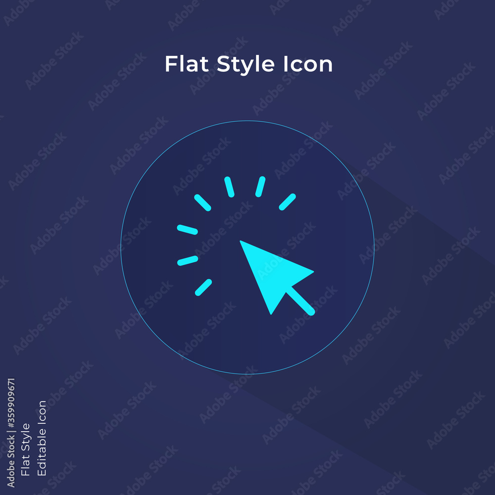 Mouse click flat icon, clicking cursor icon, click arrow icon for ...