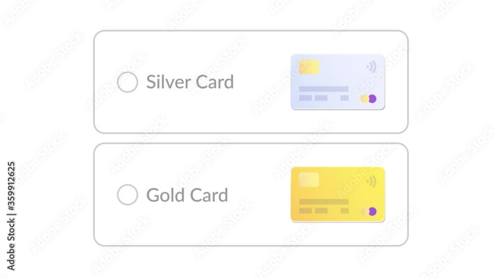 Interface element that allows you to select a payment card. Video with ...