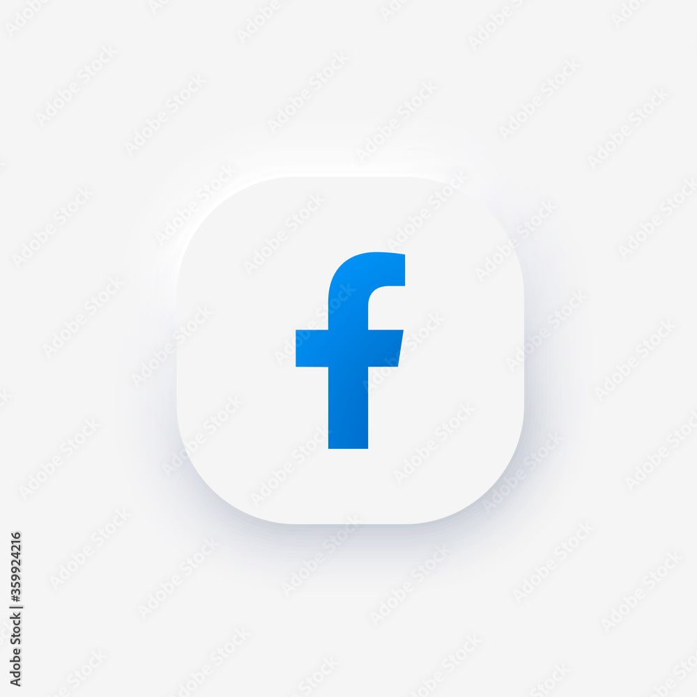Facebook icons with rounded corners Neomorphism design. Vector ...