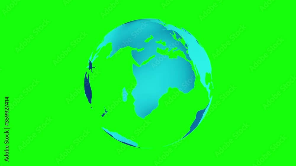 Earth planet (full view) spinning 360 degrees isolated at green screen ...