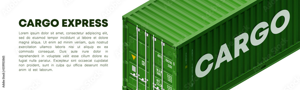 3D Isometric shipping cargo 20 foot container delivery with closed ...
