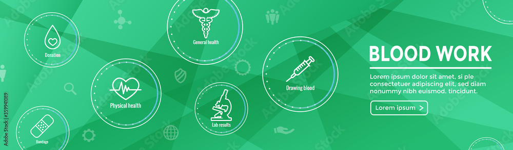 Blood testing work icon set and web header banner Stock Vector | Adobe ...