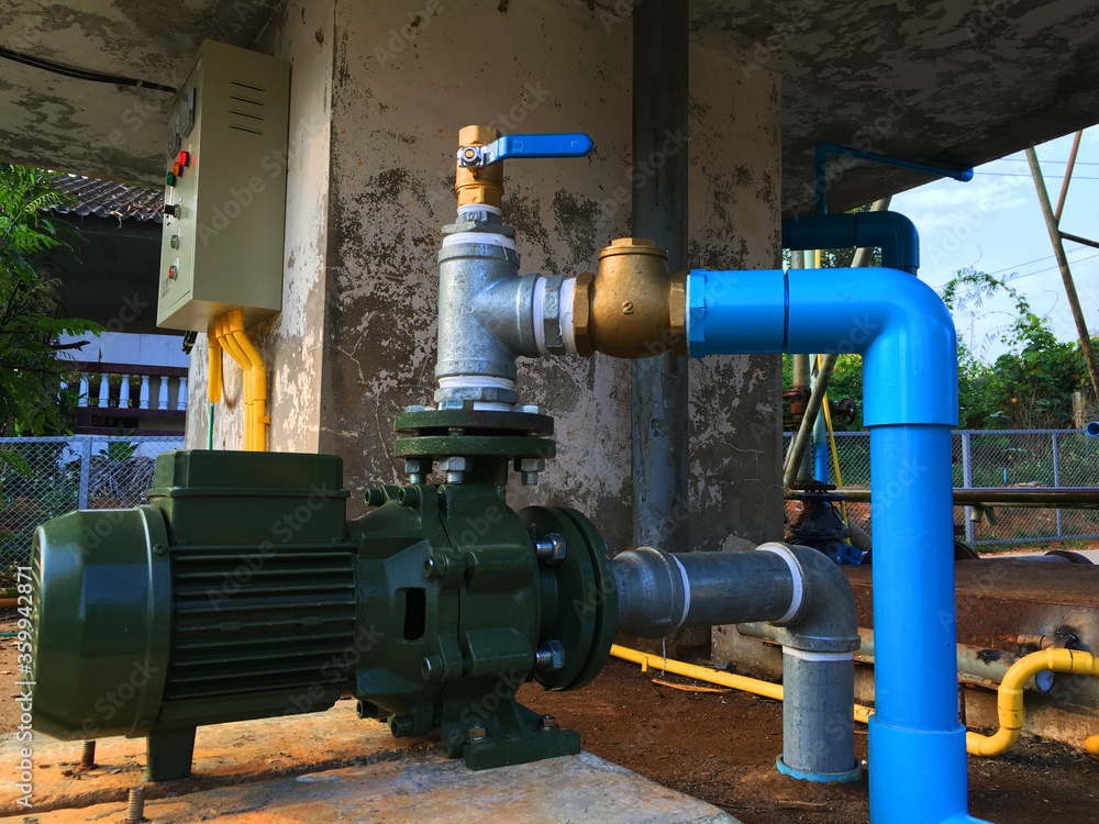 big water pump motor for Water supply system of the village. Stock ...