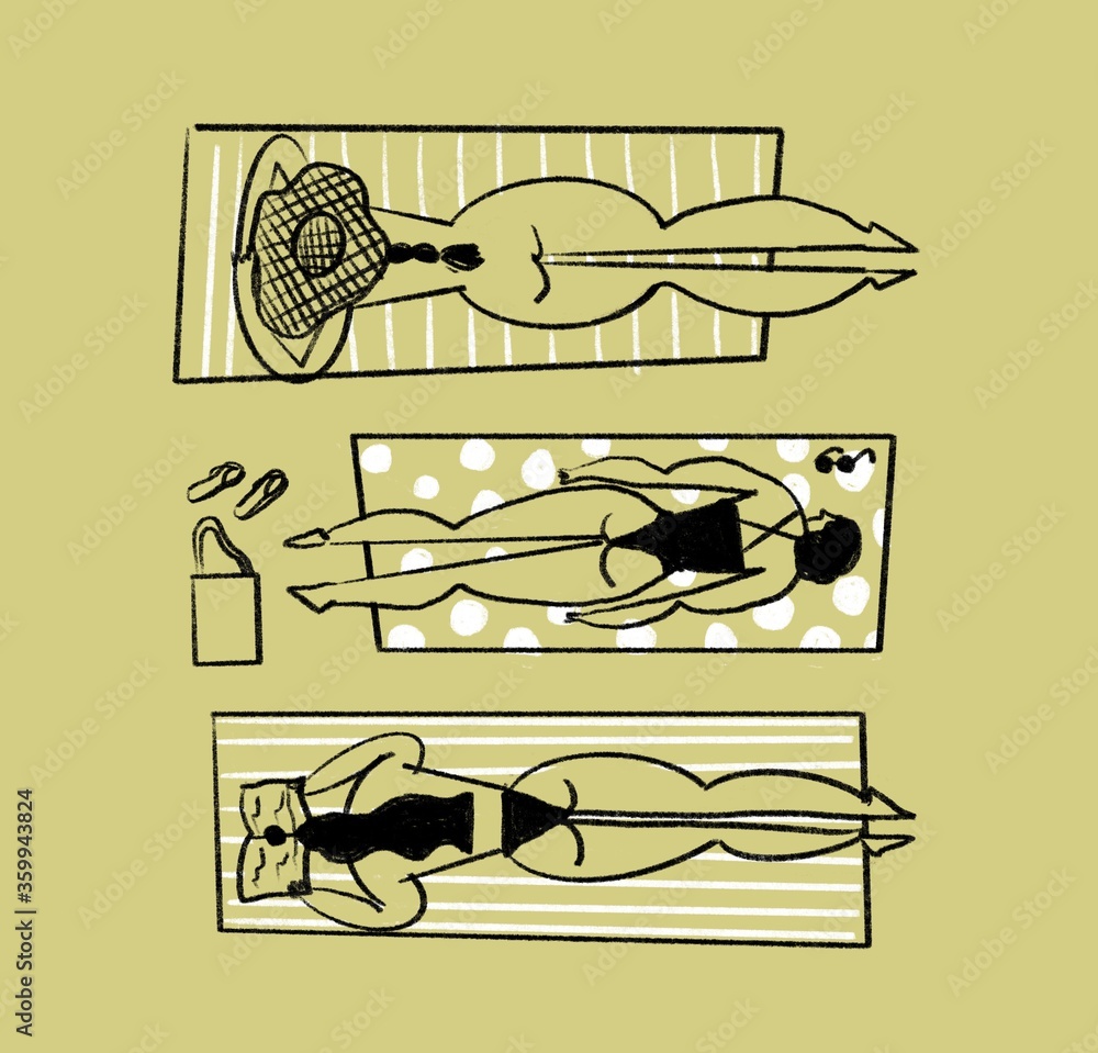 Sunbathing Stock Illustration | Adobe Stock