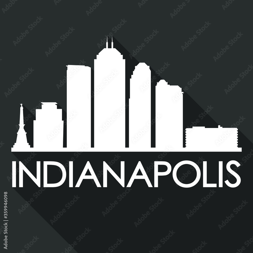 Indianapolis Indiana Flat Icon Skyline Silhouette Design City Vector ...