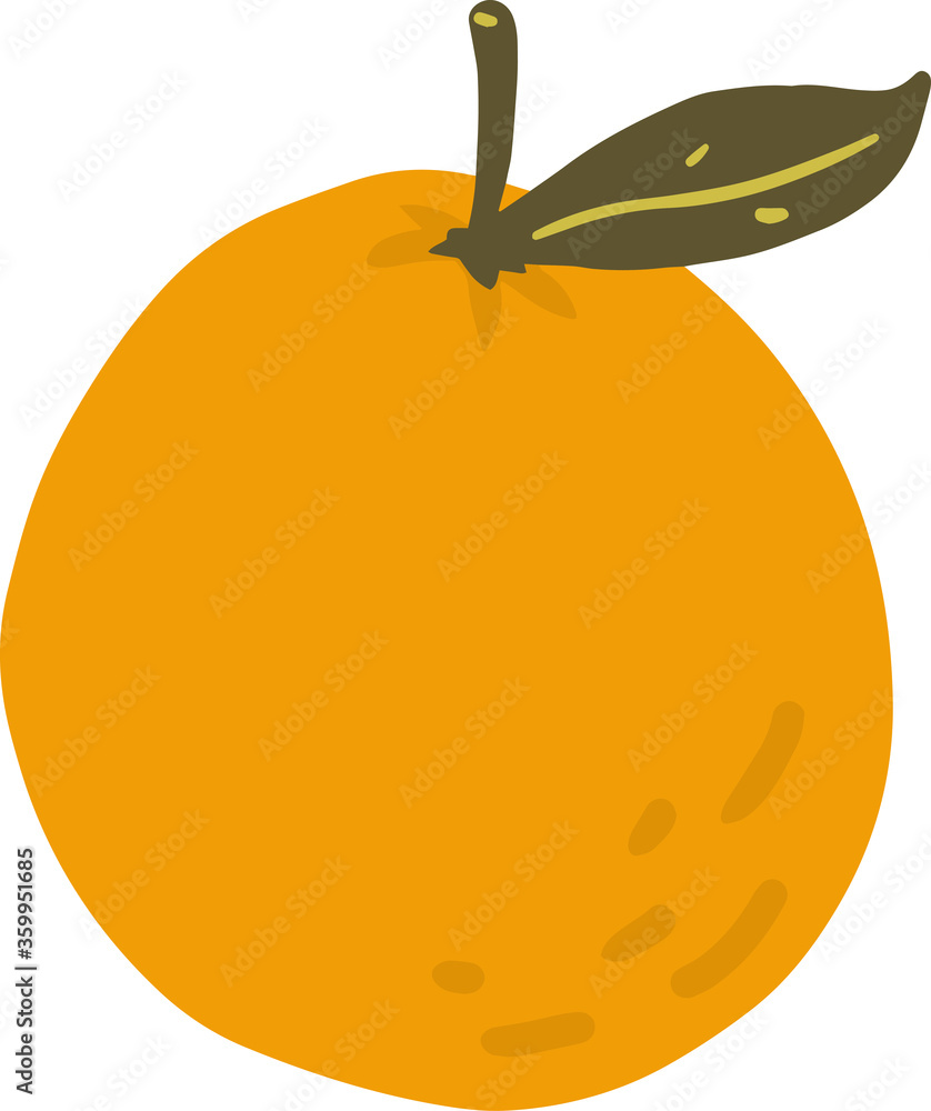 Orange clipart hand drawn childish flat style isolated on white ...