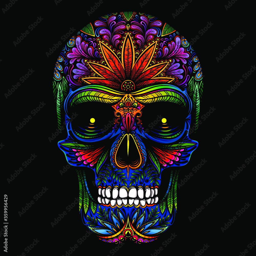 Vector Color Sugar Skull Illustration Stock Vector | Adobe Stock