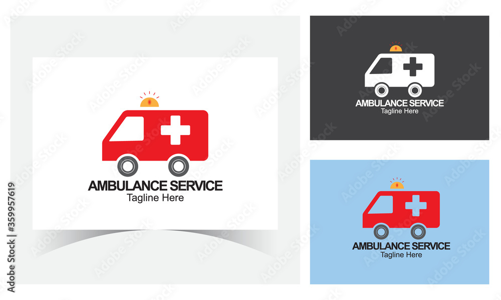 Ambulance Service Logo Design Template- Flat Logo Design- Minimalist ...
