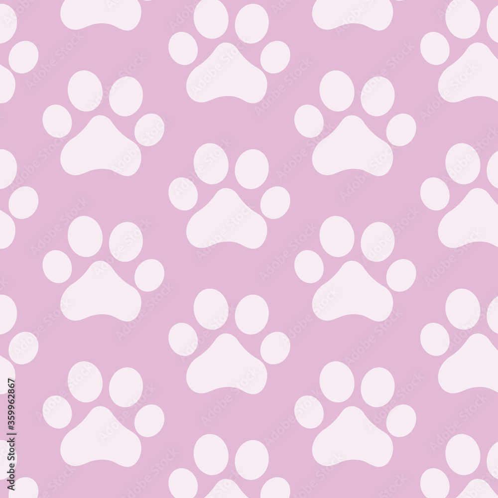 Icono patrón huella perro color rosa pastel sobre fondo rosa เวกเตอร์ ...