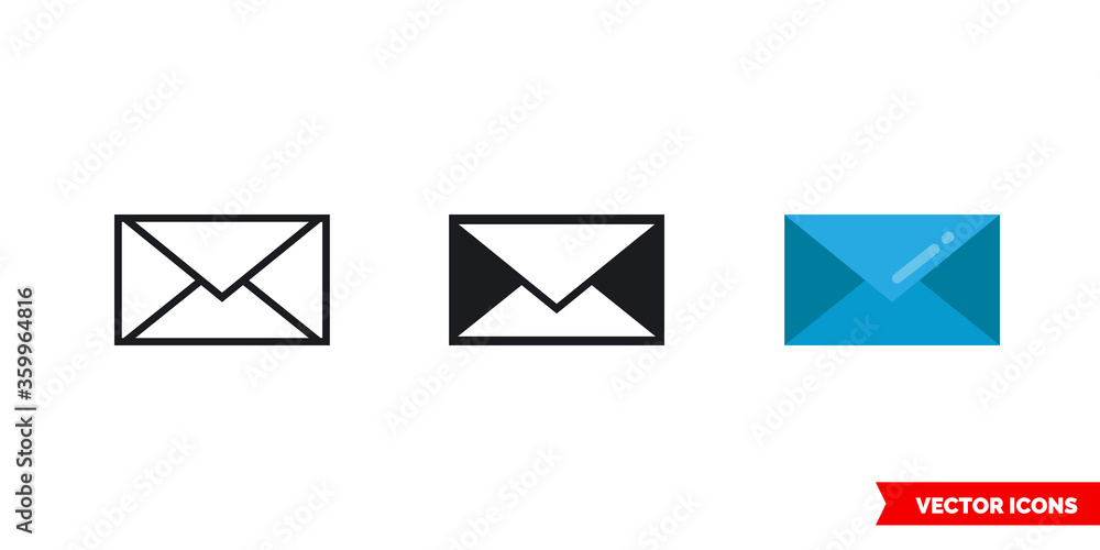 Envelope icon of 3 types. Isolated vector sign symbol. Stock Vector ...