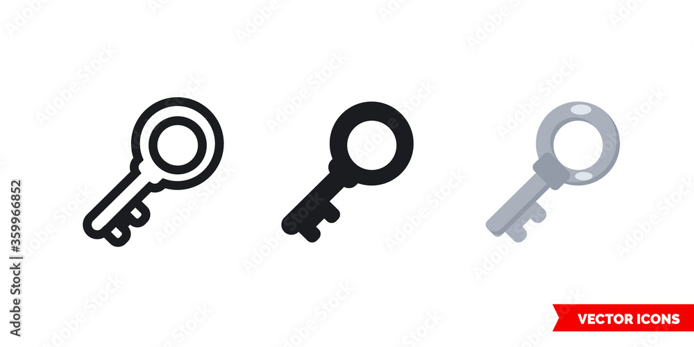 Key icon of 3 types. Isolated vector sign symbol. Stock Vector | Adobe ...