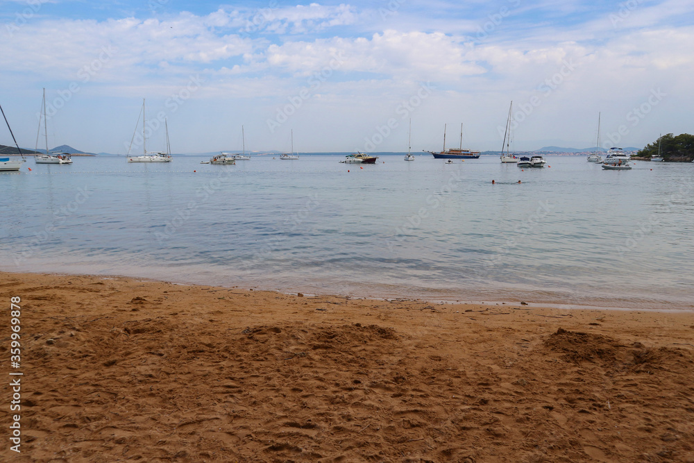 Red sand beaches on the Vrgada island, Croatia, created by landslides ...