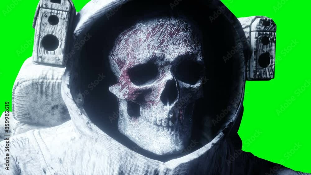 Dead zombie astronaut in space. Cadaver. Green screen. Realistic 4k ...