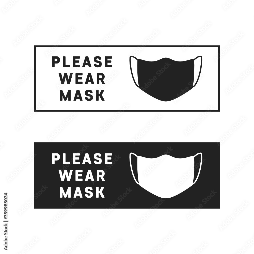Please Wear Mask Vector Illustration Background Stock Vector | Adobe Stock