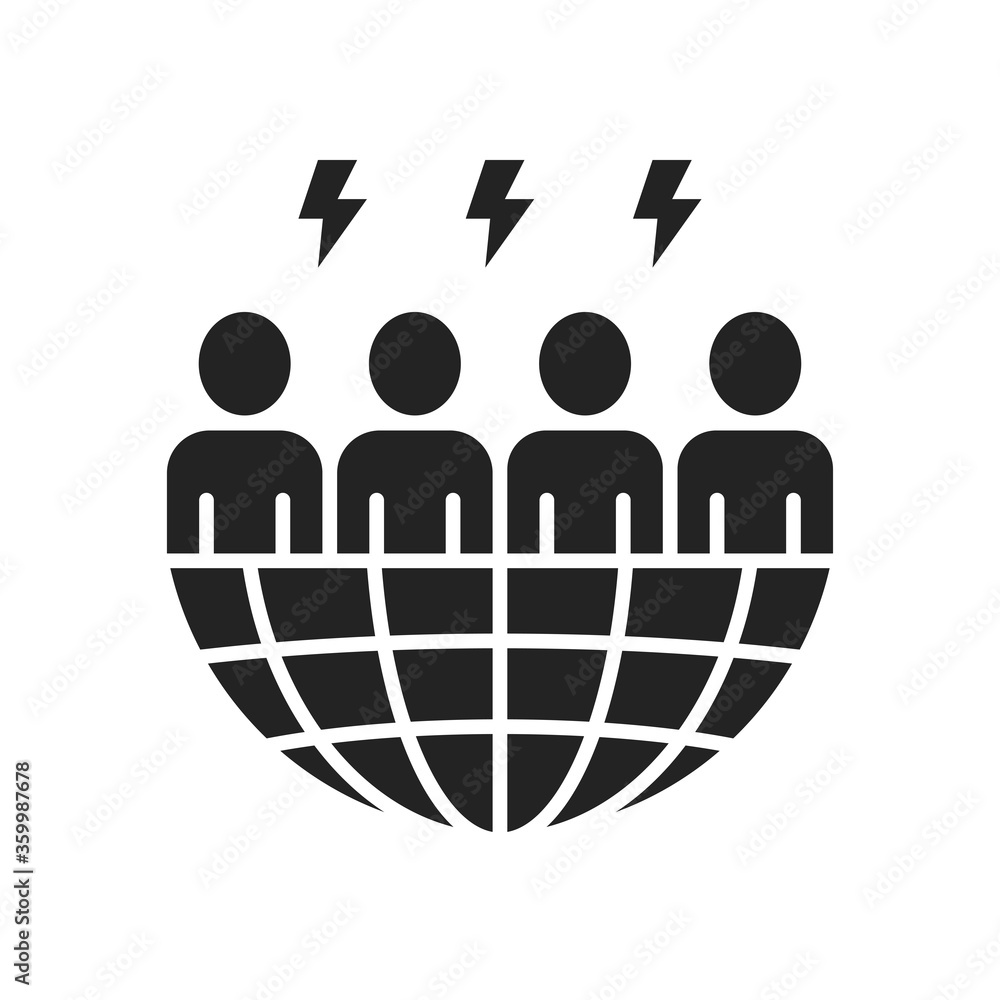 Racism black glyph icon. Harassment, and violence. Human rights. Sign ...