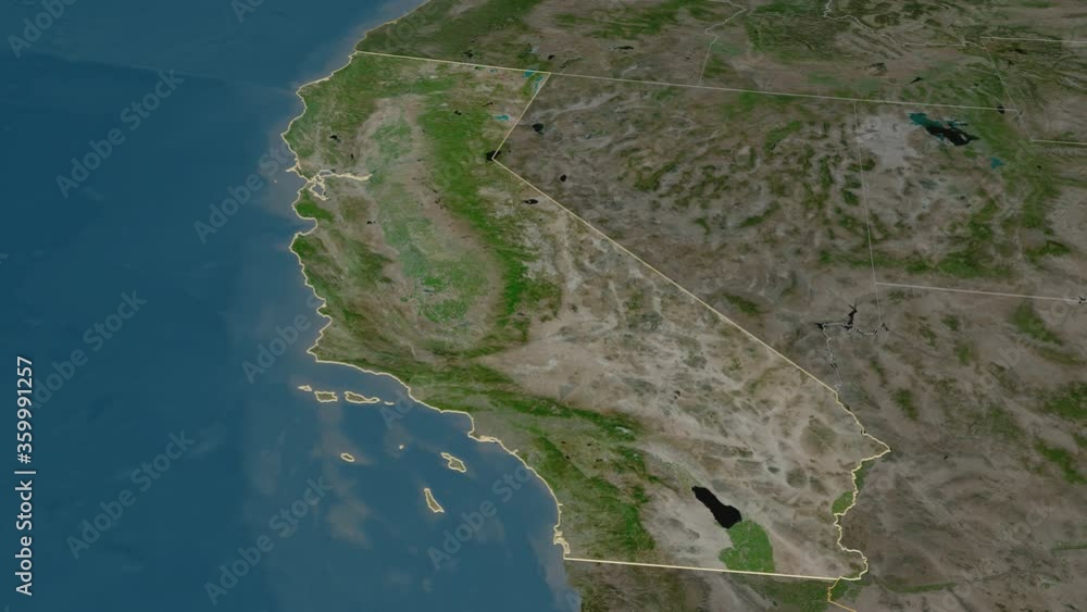 Vidéo Stock California, state with its capital, zoomed and extruded on ...