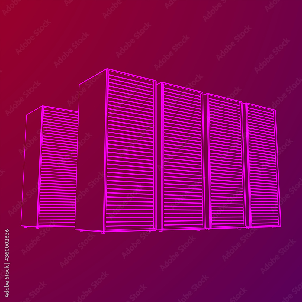 Data center storage room object. Hardware equipment telecommunication ...