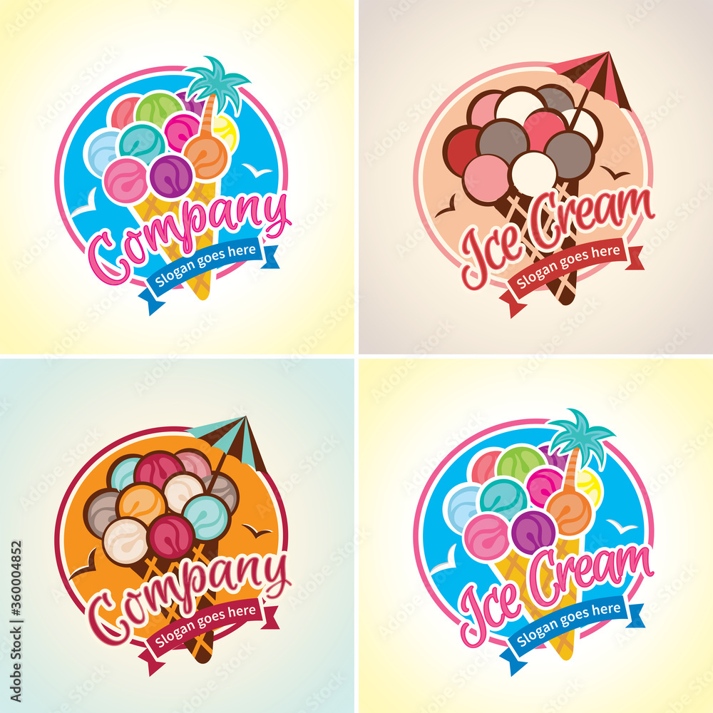 Ice Cream logo emblem and label for ice cream shop or cafe Stock Vector ...