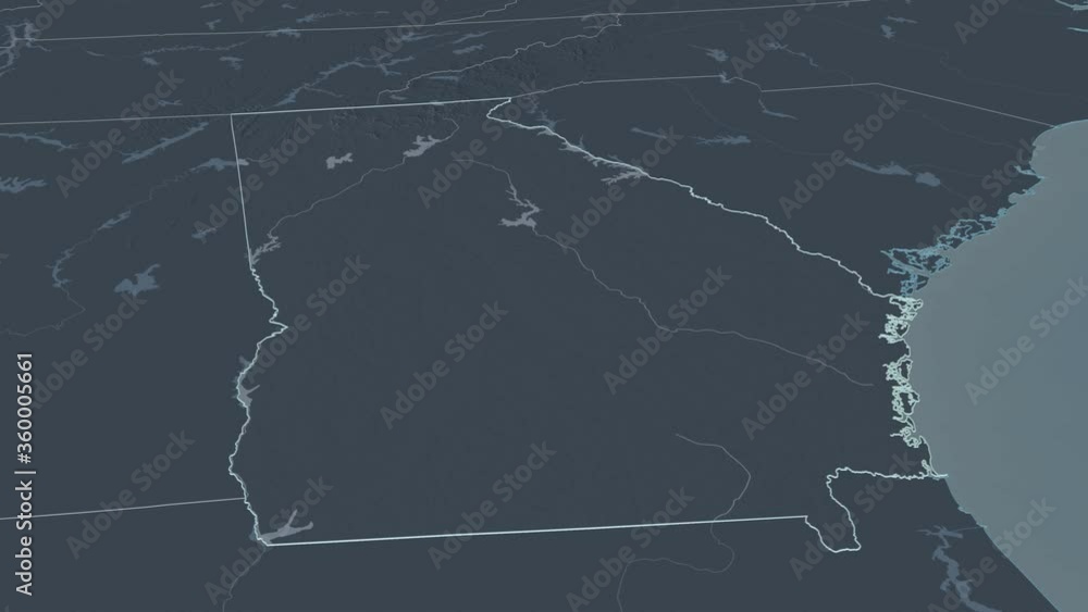 Georgia, state with its capital, zoomed and extruded on the ...